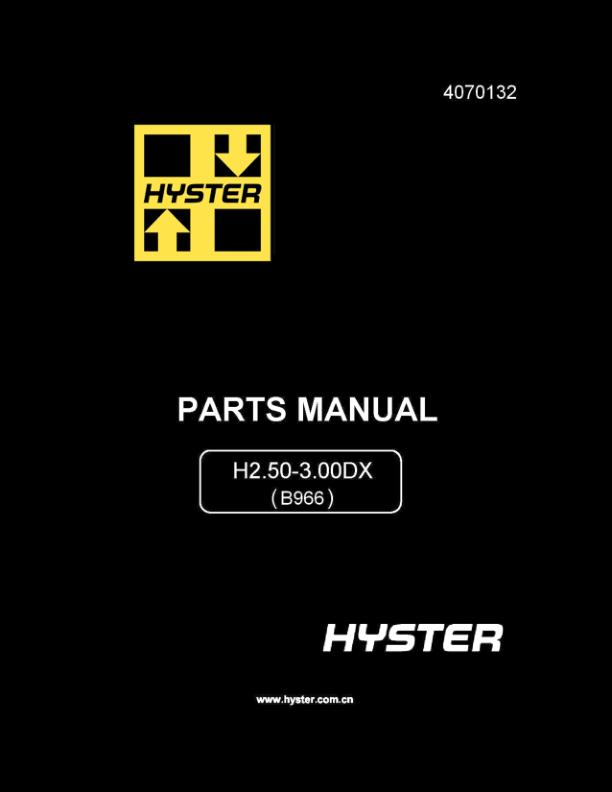 Hyster H2.50-3.00DX (B966) Forklift Parts Manual Catalog Exploded ...